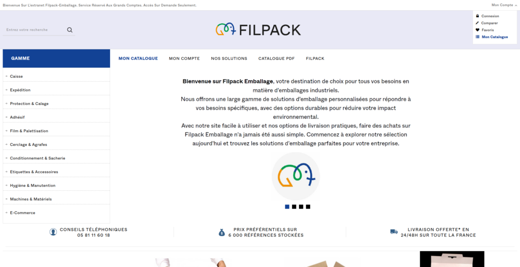 Réalisation e-commerce : b2b.filpack.fr - PliciWeb