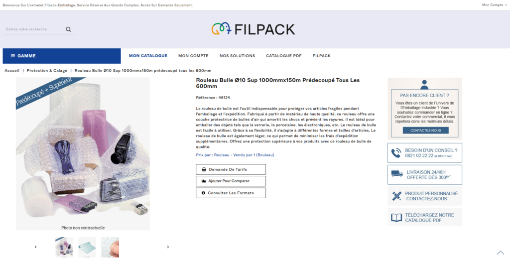 Réalisation e-commerce : b2b.filpack.fr - PliciWeb
